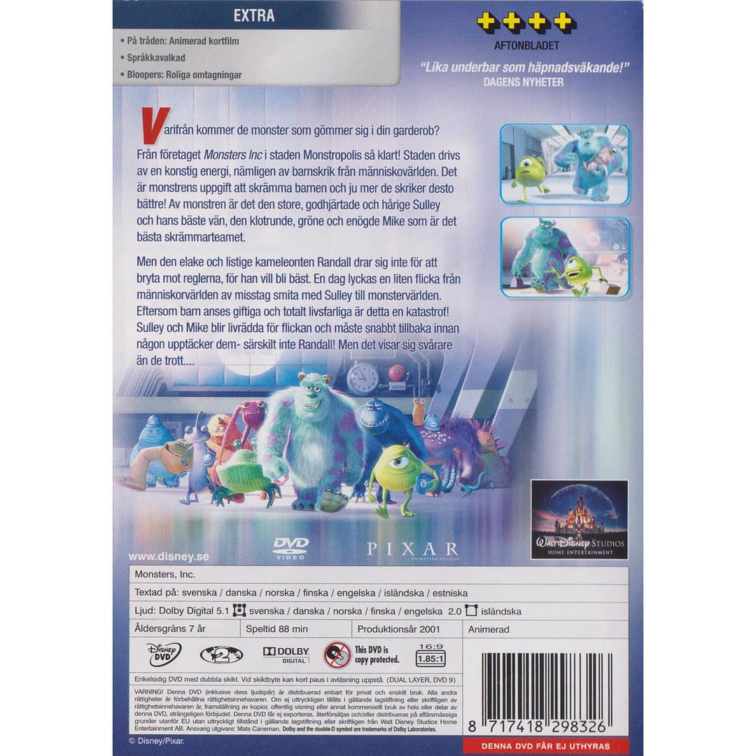 Monsters Inc DVD (Begagnad) - RetroDungeon