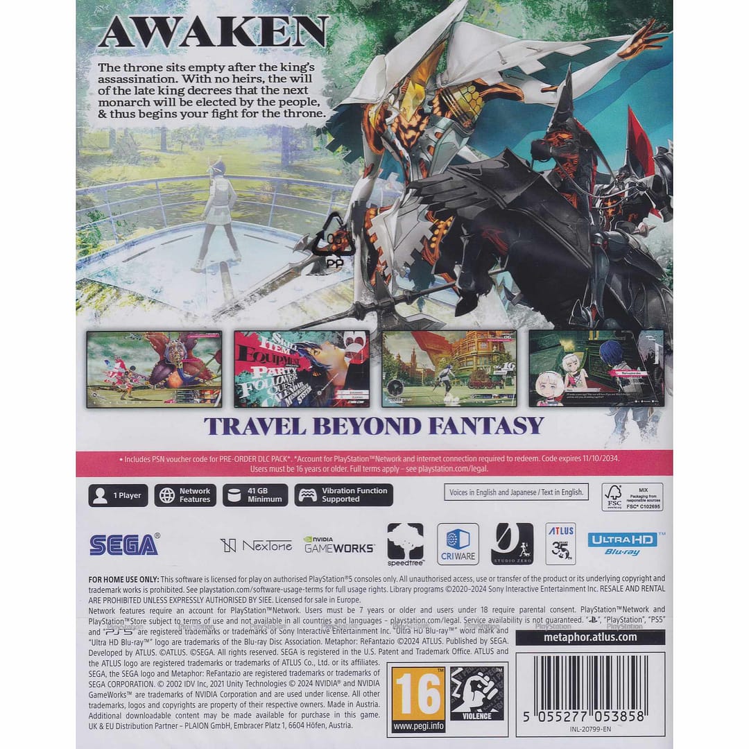 Metaphor ReFantazio Playstation 5 PS5